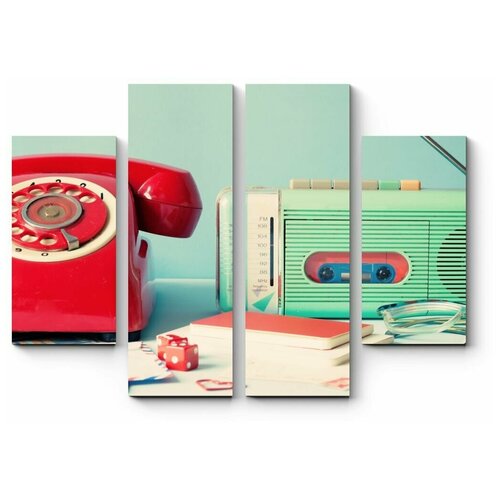 Модульная картина Красный телефон80x60