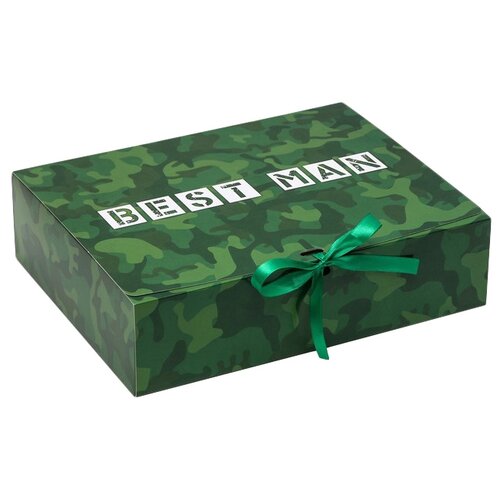 Коробка подарочная Дарите счастье Best man, 31х9х24,5 см, зеленый