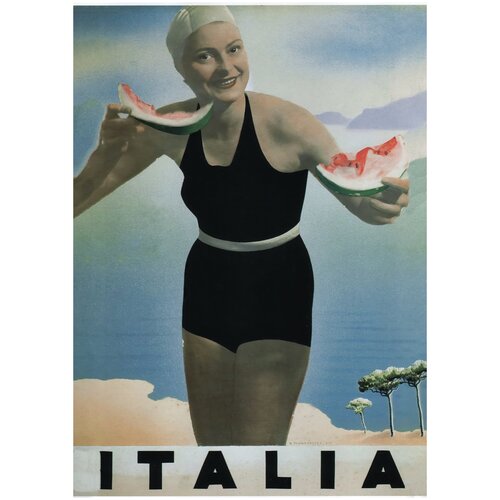 Постер / Плакат / Картина Девушка в Италии 50х70 см в раме