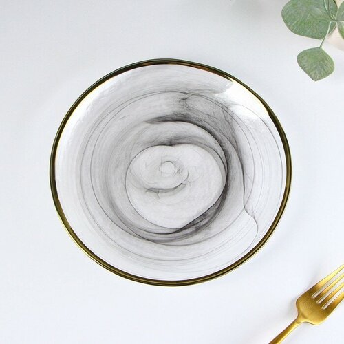 Тарелка стеклянная десертная "Дымка", d=21 см
