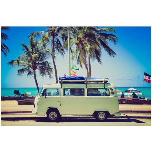 Постер / Плакат / Картина Фургон на бразильском пляже 60х90 см в подарочном тубусе