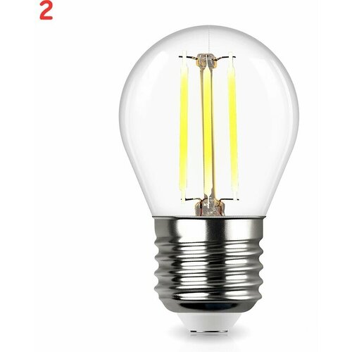 Лампа светодиодная филаментная E27 2700К 7 Вт 695 Лм 220 В шар G45 прозрачная (2 шт.)