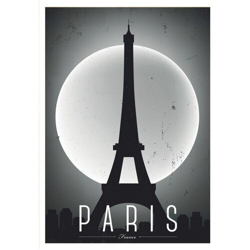 Постер / Плакат / Картина Полнолуние в Париже 90х120 см в подарочном тубусе