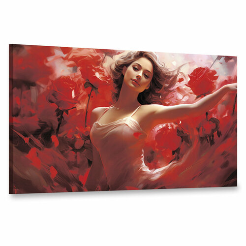 Интерьерная картина 100х60 "Девушка в розах"