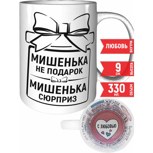 Кружка Мишенька не подарок Мишенька сюрприз - с любовью внутри