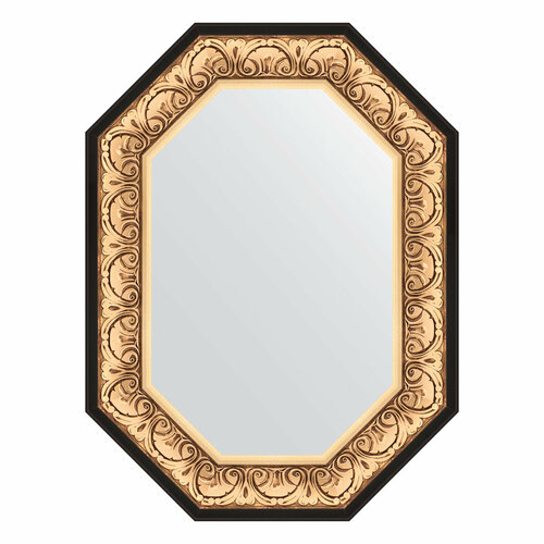 Зеркало настенное Polygon EVOFORM в багетной раме барокко золото, 60х80 см, для гостиной, прихожей, кабинета, спальни и ванной комнаты, BY 7241
