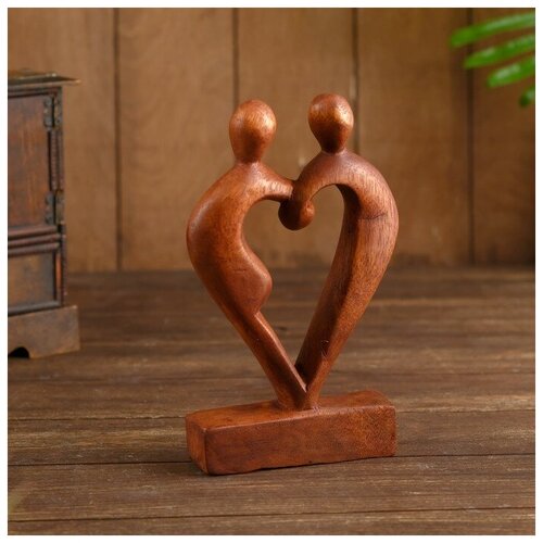 Сувенир дерево "Пара Сердце" коричневый цвет 20х10х3 см