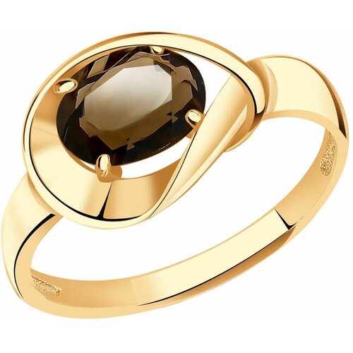Кольцо Diamant online, золото, 585 проба, раухтопаз, размер 18.5