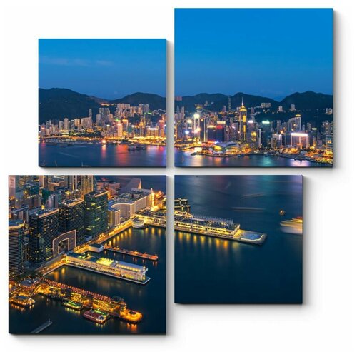 Модульная картина Сияющий ночными огнями Гонконг150x150