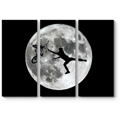 Модульная картина Силуэт байкера на фоне луны 140x100
