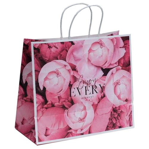 Пакет подарочный Дарите счастье Enjoy every moment, 32х28х15 см, розовый