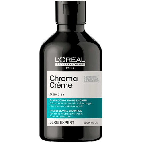 L′Oreal Professionnel Serie Expert Chroma Creme Professional Shampoo Green Dyes (Шампунь-крем с зеленым пигментом для нейтрализации красного оттенка темных волос), 300 мл