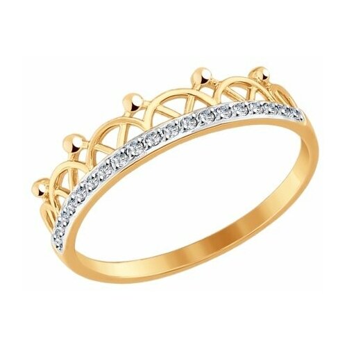 Кольцо Diamant online, золото, 585 проба, фианит, размер 16