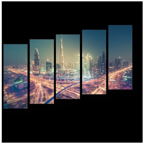 Модульная картина Ночные огни Дубая 100x70