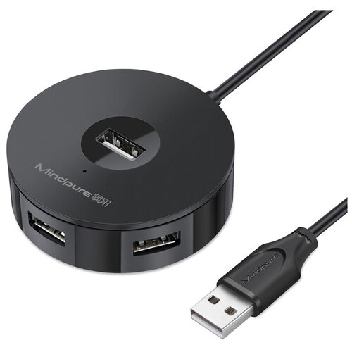 USB концентратор Хаб / Hub 4 USB + Type-C разъем питания Mindpure US018 0.3м Черный