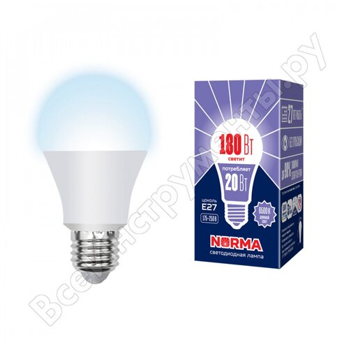Лампа светодиодная E27 20W 6500K матовая LED-A65-20W/DW/E27/FR/NR UL-00004028
