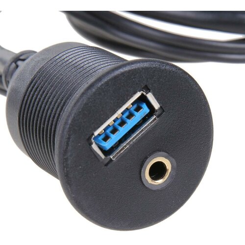 USB3.0+Jack 3.5 (3 pin гнездо) - 2RCA кабель встраиваемый резьбовой 26 мм двухпортовый комбинированный