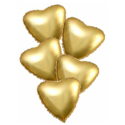 Набор фольгированных шаров 'Сердца', мистик золото, набор 5шт.