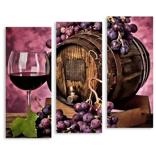 Модульная картина на холсте "Красное вино" 120x106 см