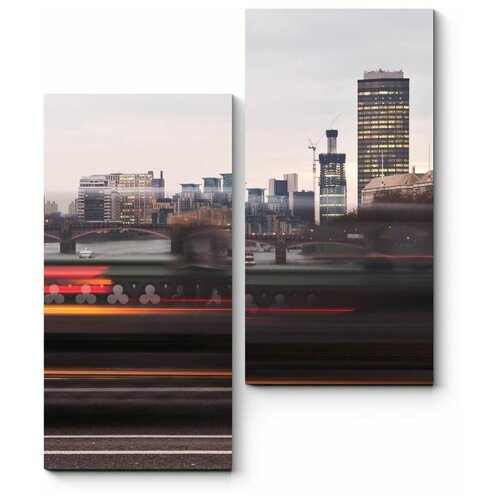 Модульная картина Огни пролетающих лондонских машин 100x125
