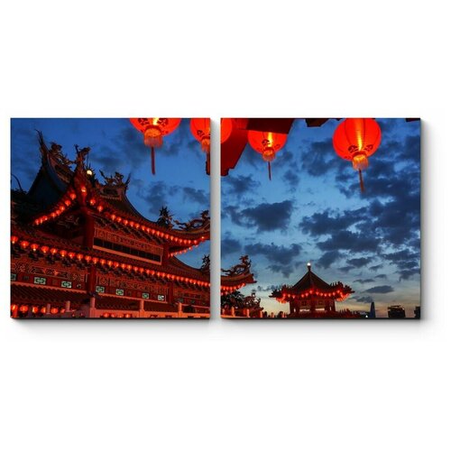 Модульная картина Храм Тянь Хоу в сумерках50x25
