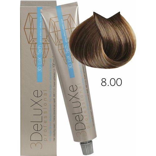 3Deluxe крем-краска для волос 3D Lux Tech, 8.00 насыщенный светлый блондин