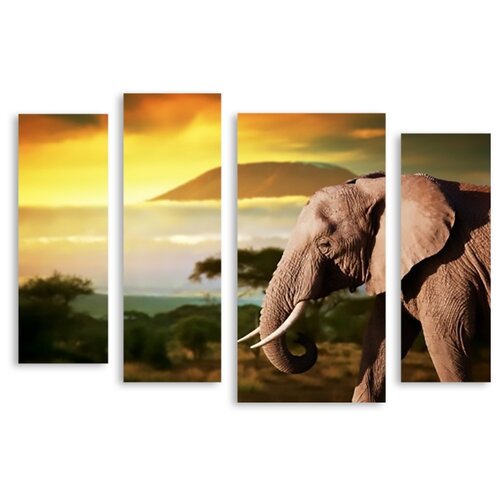 Модульная картина на холсте "Слон" 90x65 см