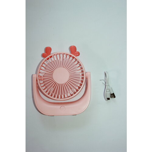 Вентилятор с ушками переносной (настольный, аккумулятор) розовый