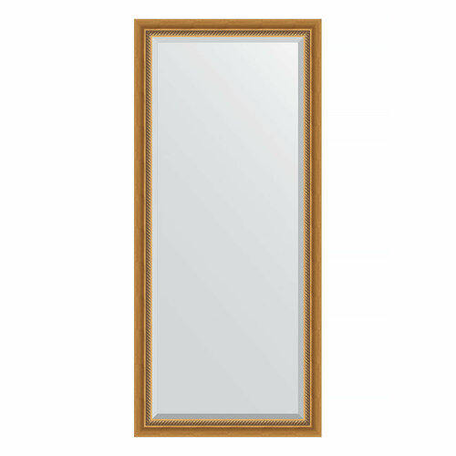 Зеркало настенное с фацетом EVOFORM в багетной раме состаренное золото, с плетением, 73х163 см, для гостиной, прихожей и ванной комнаты, BY 3587