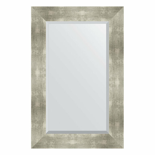 Зеркало настенное с фацетом EVOFORM в багетной раме алюминий, 56х86 см, для гостиной, прихожей, кабинета, спальни и ванной комнаты, BY 1140