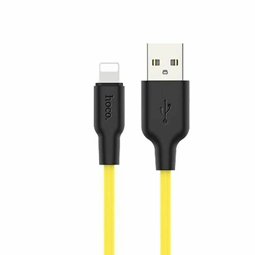 USB кабель HOCO X21 Plus Silicone Lightning 8-pin, 2.4А, 1м, силикон (желтый/черный)