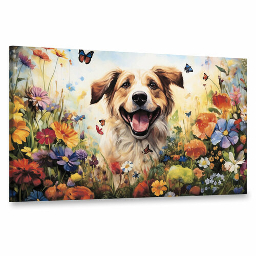 Интерьерная картина 100х60 "Веселый собачий мир"
