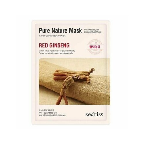 Тканевая маска для лица «Красный женьшень» Secriss Pure Nature Mask Red Ginseng