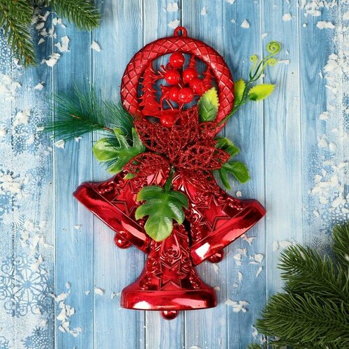 Зимнее волшебство Украшение новогоднее "Колокольчик тройной" лесная сказка, 16х24 см, красный