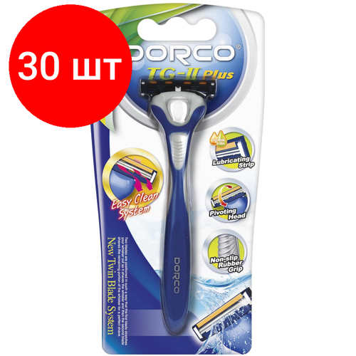 Комплект 30 наб, Бритва Dorco TNA3002, 1 см. кас, 2лез, крепл. SLALOM, плав. головка