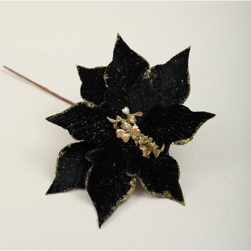 Цветок искусственный декоративный новогодний, d 27 см, цвет черный