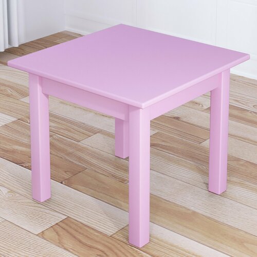 Стол журнальный Классика квадратный с розовой столешницей из массива сосны 20 мм и розовыми ножками, 60х60х44 см