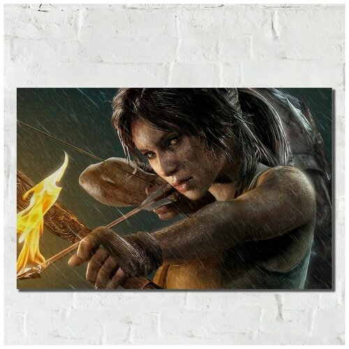 Картина интерьерная на дереве, рисунок игра Tomb Raider - 12075