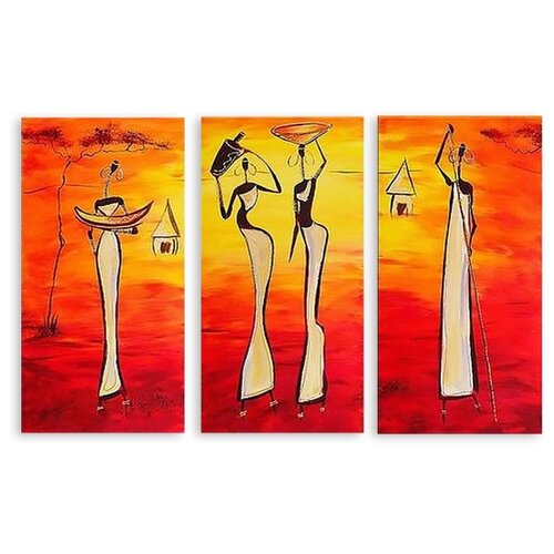 Модульная картина на холсте "Африканские женщины на закате" 90x58 см