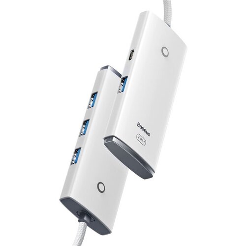 Хаб Baseus Lite Series 4-Port USB-A HUB Adapter (USB-A to USB 3.0x4 ) 25 см White (WKQX030002)