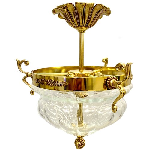 Люстра потолочная Nervilamp 571/3PL, французское золото, прозрачный хрусталь