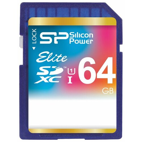 Карта памяти Silicon Power SDXC 64 ГБ, UHS-I U1, R/W 50/15 МБ/с