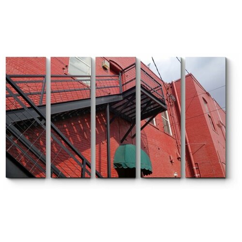 Модульная картина Пожарная лестница на старом кирпичном здании130x78