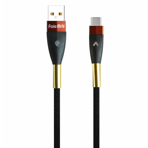 Кабель USB - Type-C FaisON K-37 Target 1.0м, 2.0A, цвет: чёрный в оплётке.
