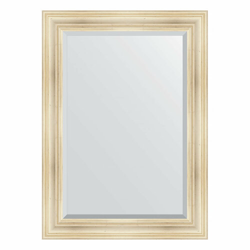Зеркало настенное с фацетом EVOFORM в багетной раме травленое серебро, 79х109 см, для гостиной, прихожей, кабинета, спальни и ванной комнаты, BY 3471