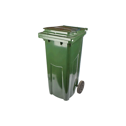 Контейнер для мусора на обрезиненных колесах; пластик;120л, H=95, L=48, B=48см; зелен, Tara, QGY - МКТ 120 green