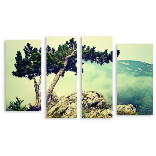 Модульная картина на холсте "Дерево в горах Крыма" 150x91 см