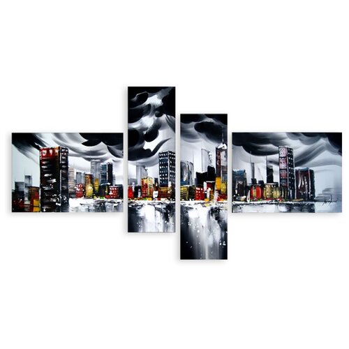 Модульная картина на холсте "Город перед грозой" 120x65 см