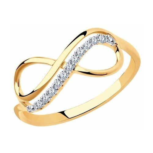 Кольцо Diamant online, красное золото, 585 проба, фианит, размер 15.5, бесцветный