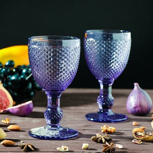 Набор бокалов стеклянных «Вилеро», 280 мл, 8×16 см, 2 шт, фиолетовый